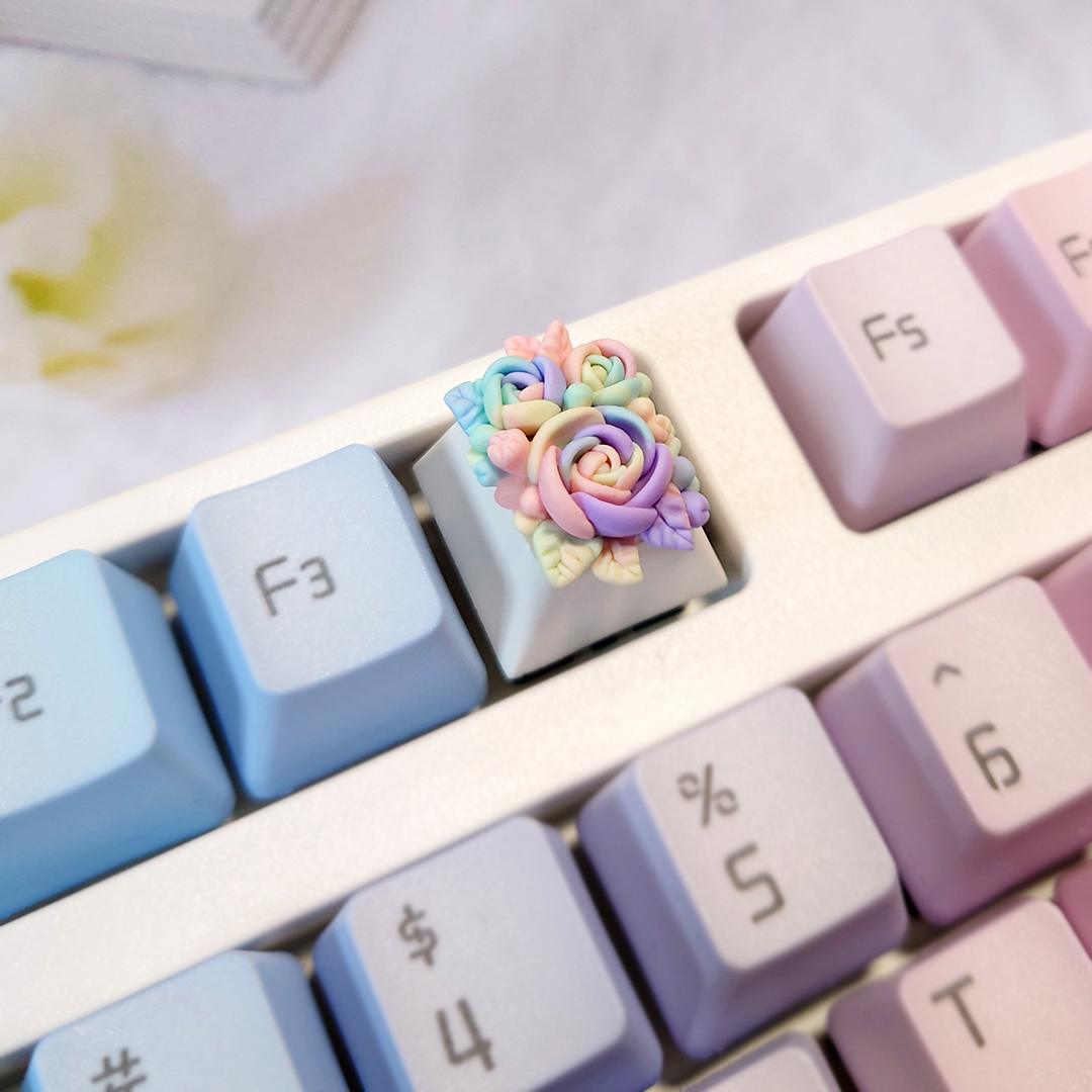 Pastel Bloom Artisan Keycaps - Caty Design Studio